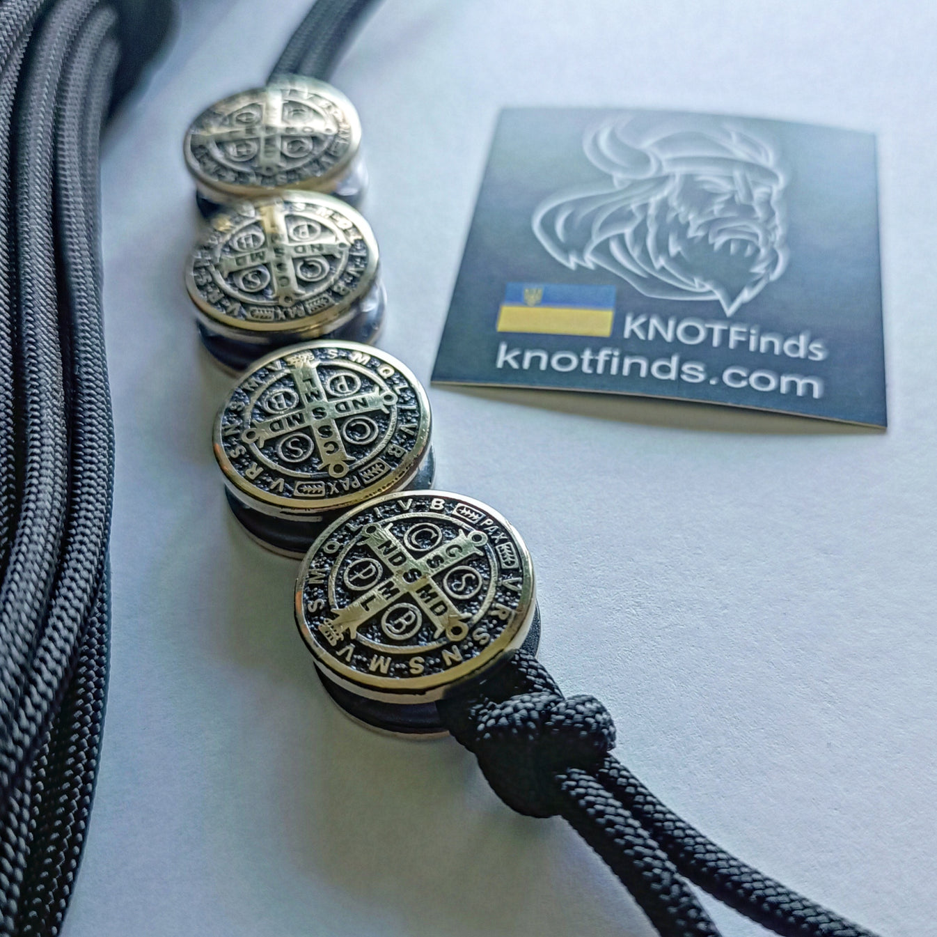 Cross of Saint Benedict. Exorcist. Brass bead for Paracord. Religious ...